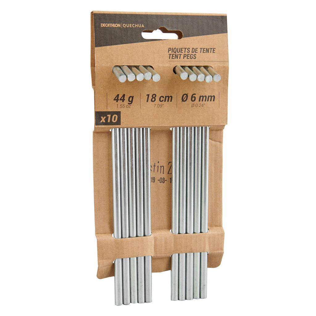 10 PIQUETS EN ACIER POUR TENTE - TERRAINS VARIÉS